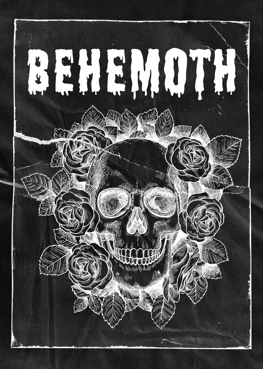 'Behemoth Skull Roses' Poster, picture, metal print, paint by | Displate