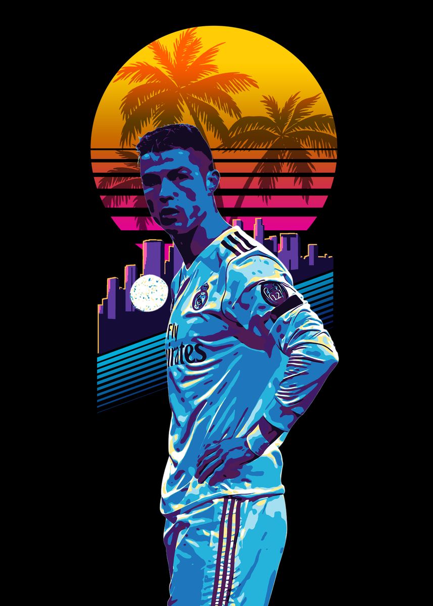 'Cristiano Ronaldo Retro Art' Poster, picture, metal print, paint by ...