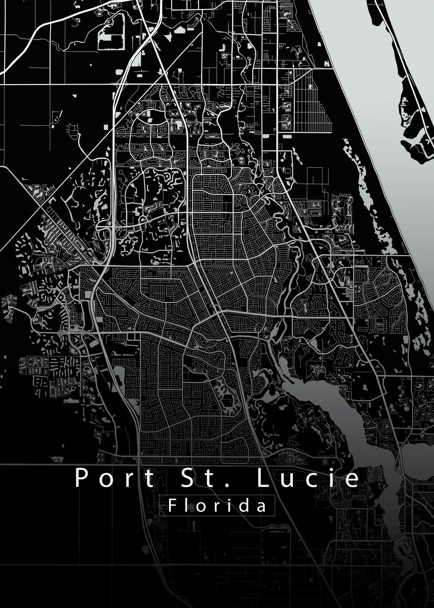 'Port St. Lucie Florida Map' Poster, picture, metal print, paint by ...