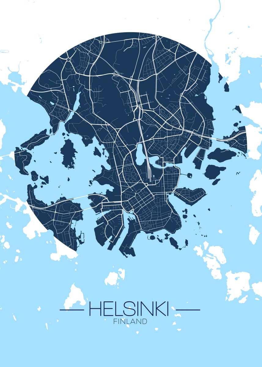 'Helsinki City Map' Poster, picture, metal print, paint by ...