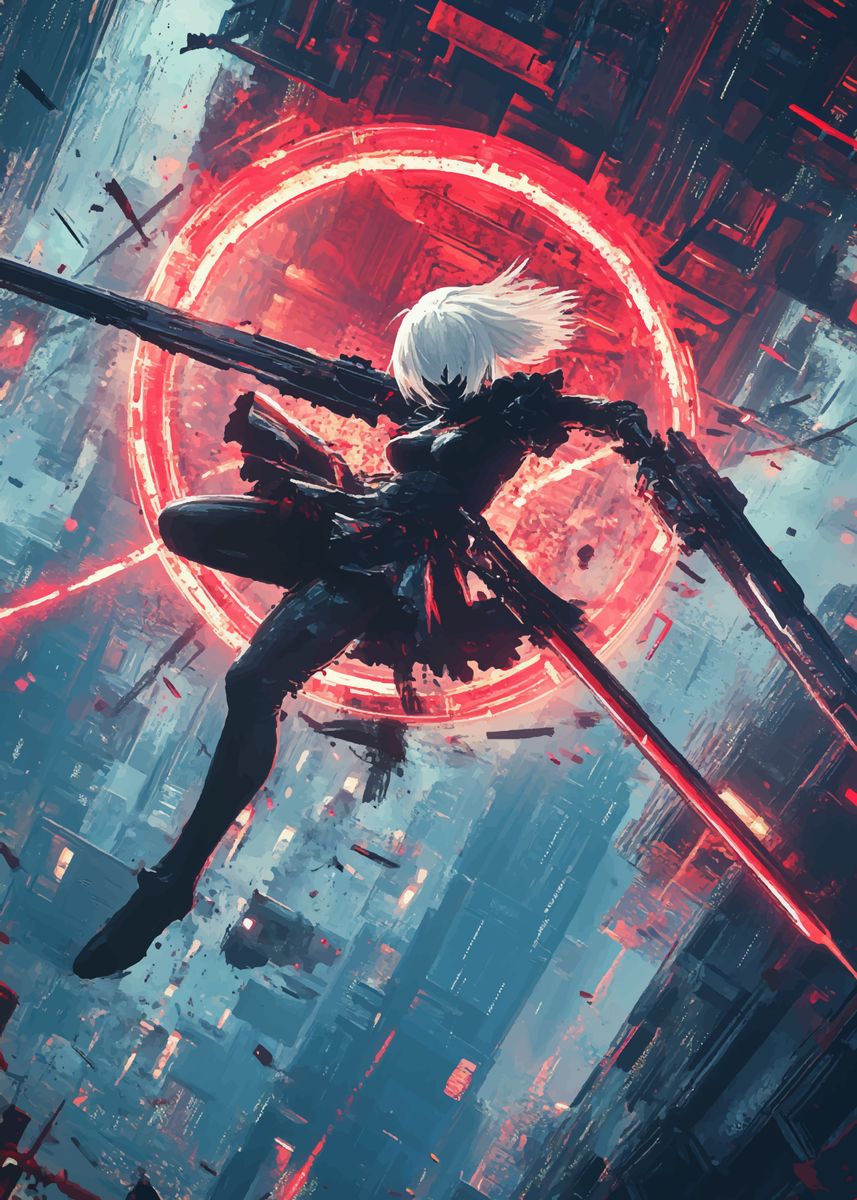 'nier automata 2B game' Poster, picture, metal print, paint by in here ...