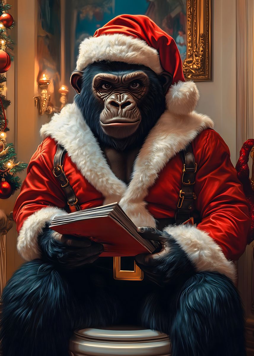 'Santa Gorilla' Poster, picture, metal print, paint by StateoftheArts ...