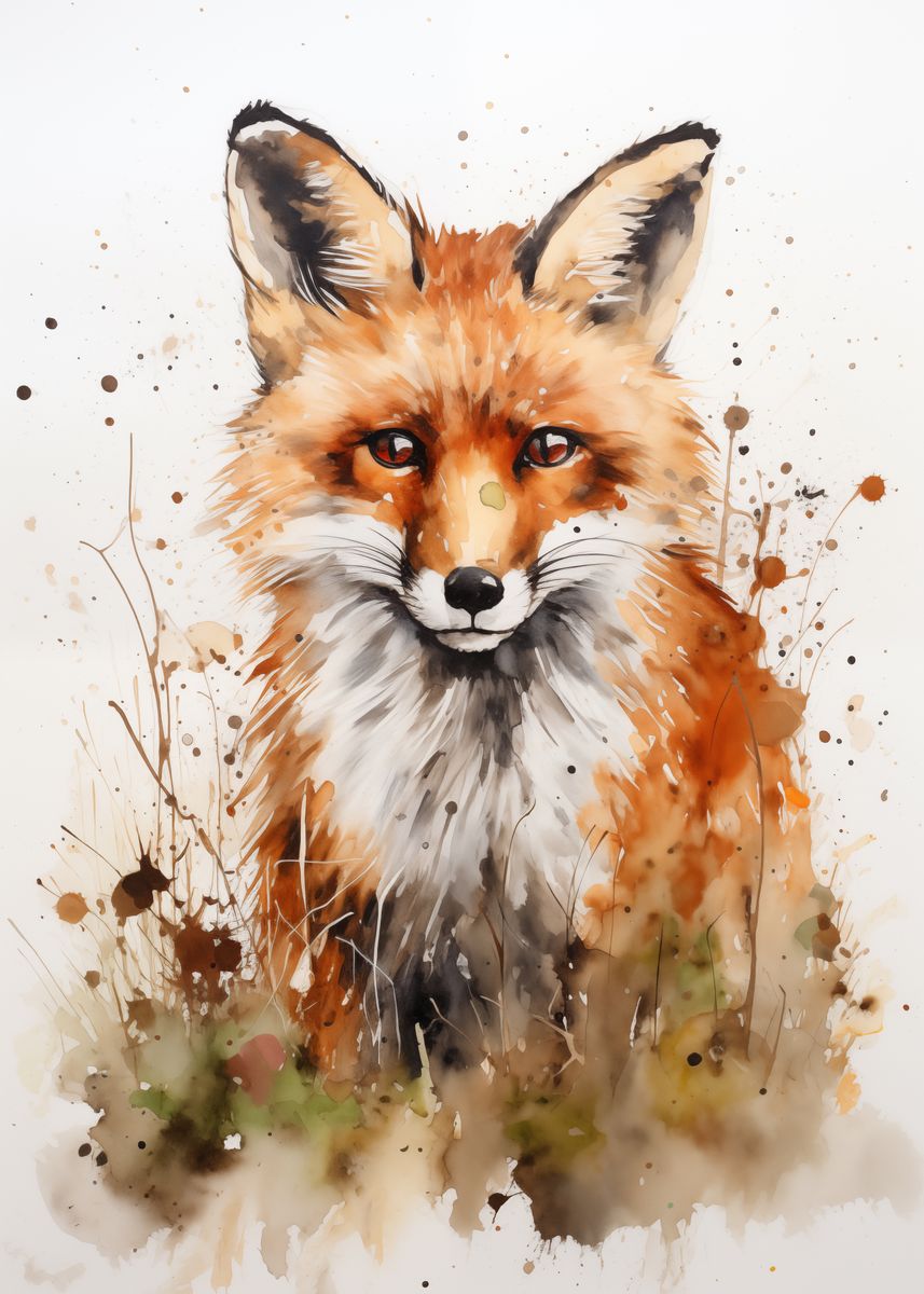 'Watercolor Fox Portrait' Poster, picture, metal print, paint by Roman ...
