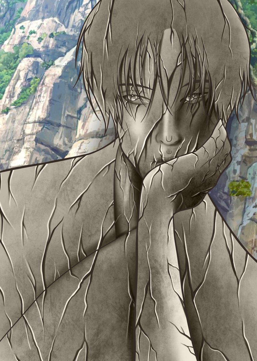 'Stone-Faced Anime Character' Poster, picture, metal print, paint by ...