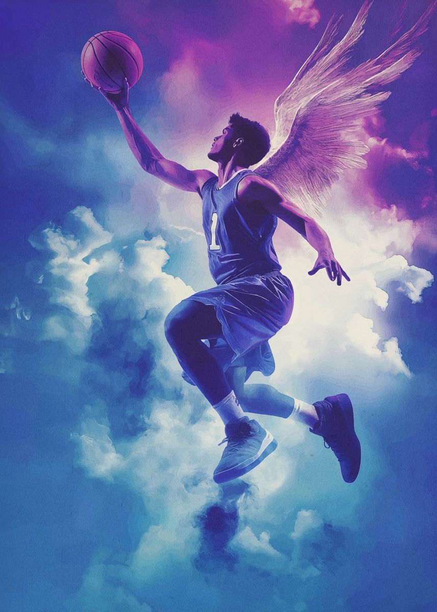 'Angel Basketball Player' Poster, picture, metal print, paint by Gabija ...
