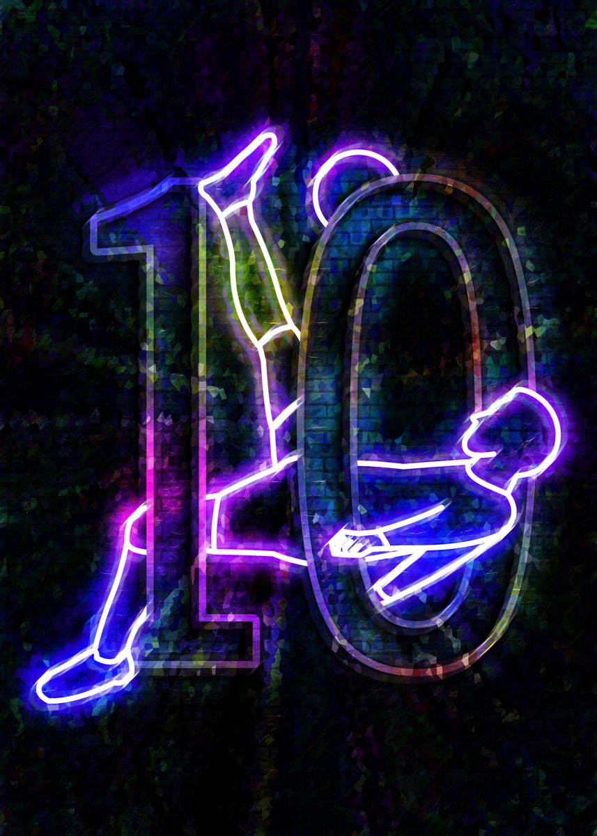 'Neon Number 10' Poster, picture, metal print, paint by Izmo Scribbles ...