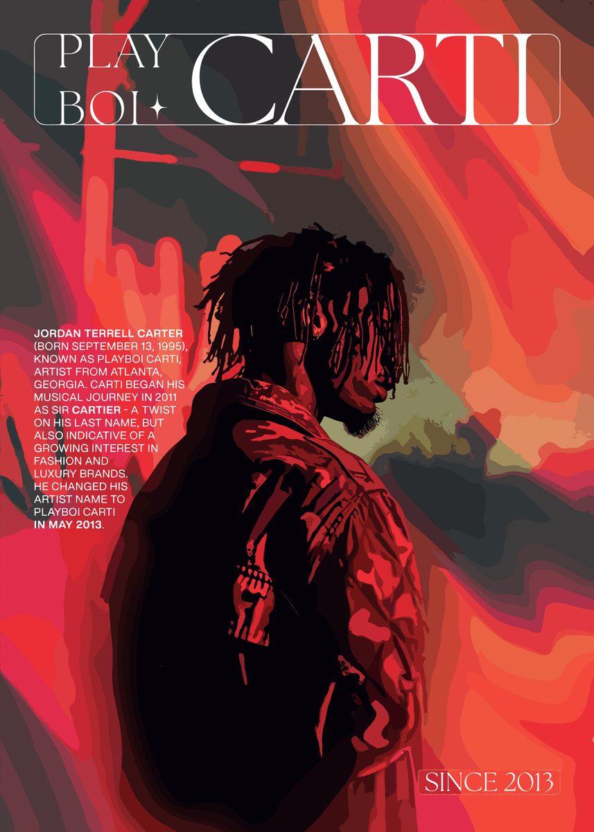 'Playboi Carti Rapper' Poster, picture, metal print, paint by Elg ...