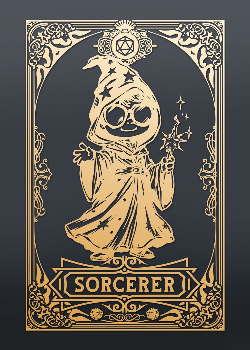 'Sorcerer Chibi Tarot card' Poster, picture, metal print, paint by ...