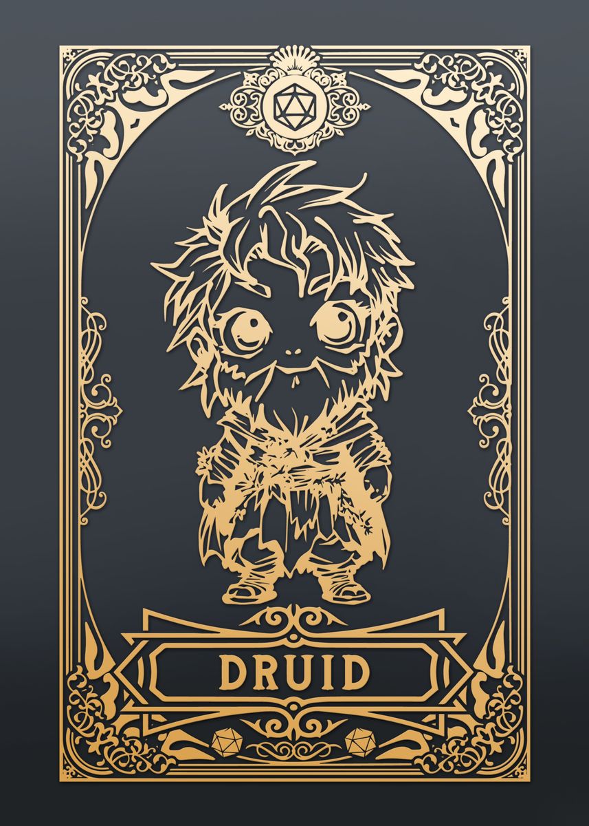 'Druid Chibi Tarot card' Poster, picture, metal print, paint by ...