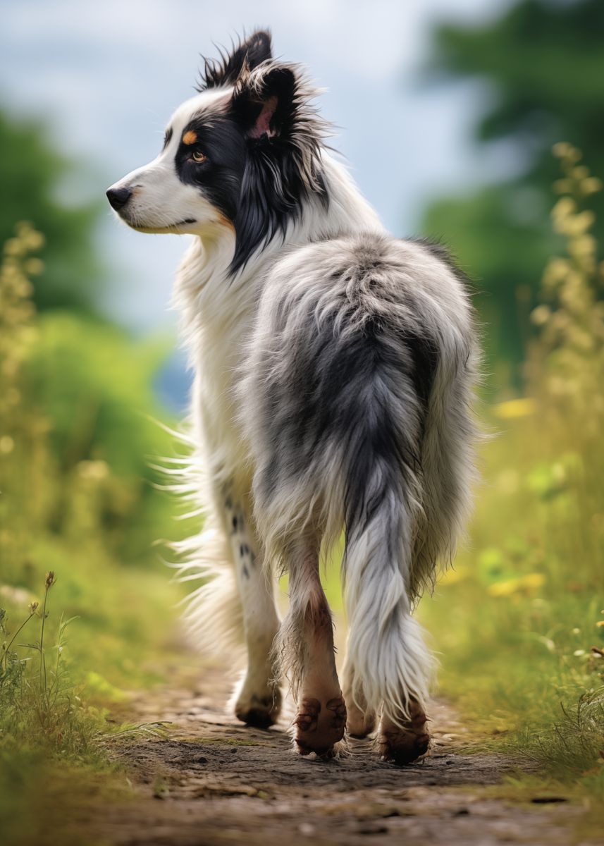'Border Collie Walking Away' Poster, picture, metal print, paint by ...