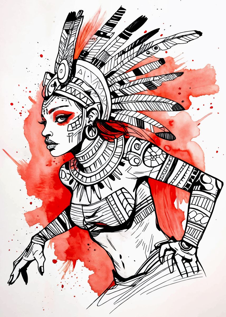'Aztec Godess' Poster, picture, metal print, paint by StonebridgeArt ...
