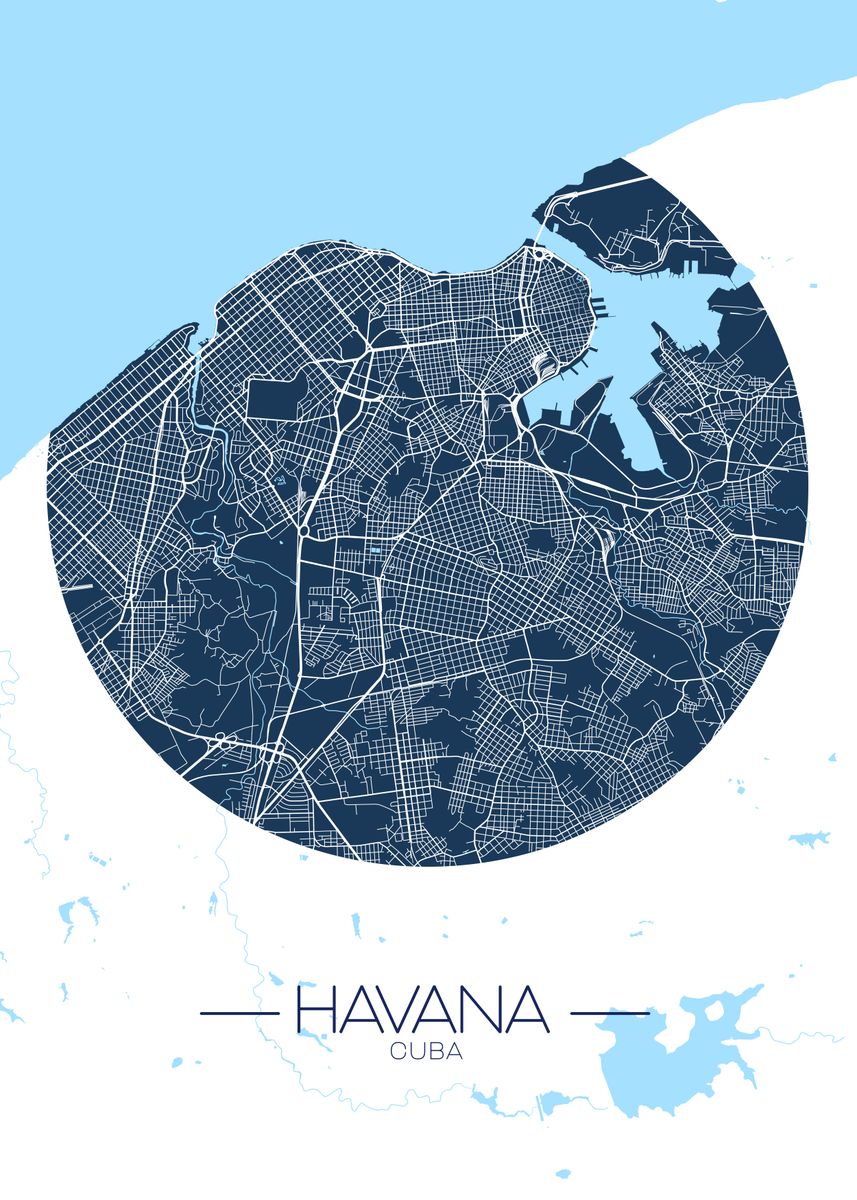 'Havana City Map' Poster, picture, metal print, paint by MyDigitalMind ...