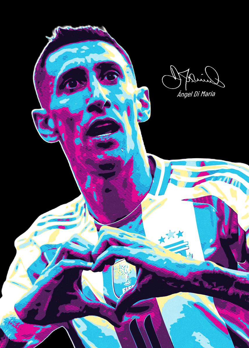'Angel Di Maria Heart' Poster, picture, metal print, paint by Papa ...