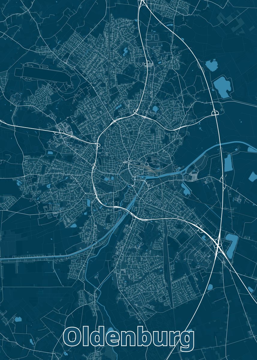 'Oldenburg City Map' Poster, picture, metal print, paint by Sam Kal ...