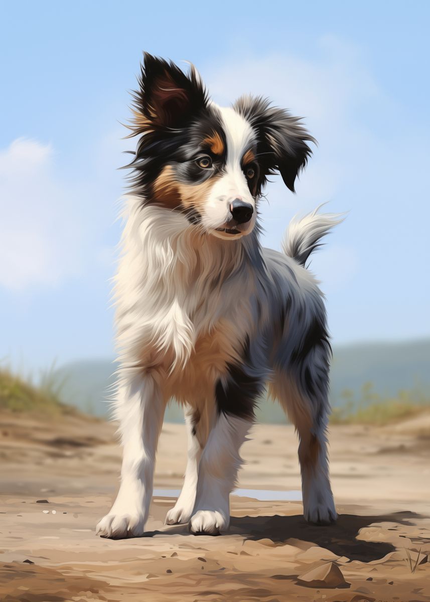 'Australian Shepherd Puppy' Poster, picture, metal print, paint by ...