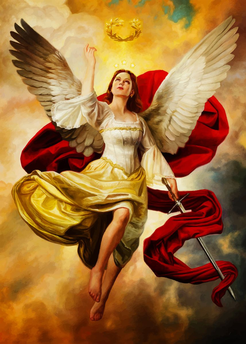 'Angel with Sword and Laurel Wreath' Poster, picture, metal print ...