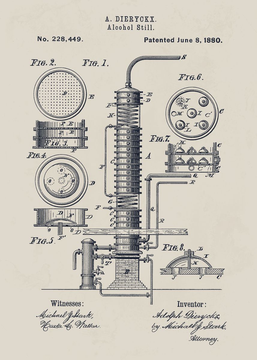 'Alcohol Still Patent' Poster, picture, metal print, paint by ...