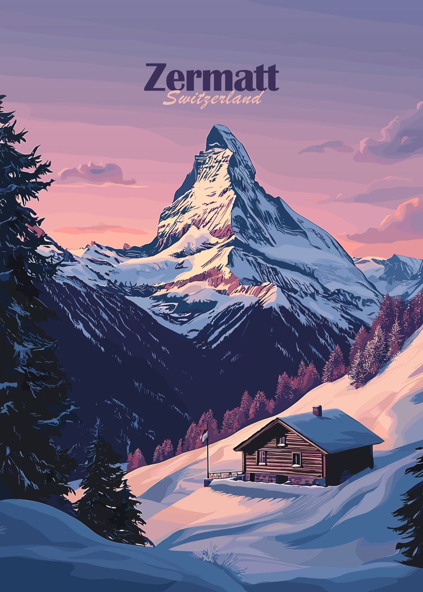 'Zermatt Switzerland Mountain View' Poster, picture, metal print, paint ...