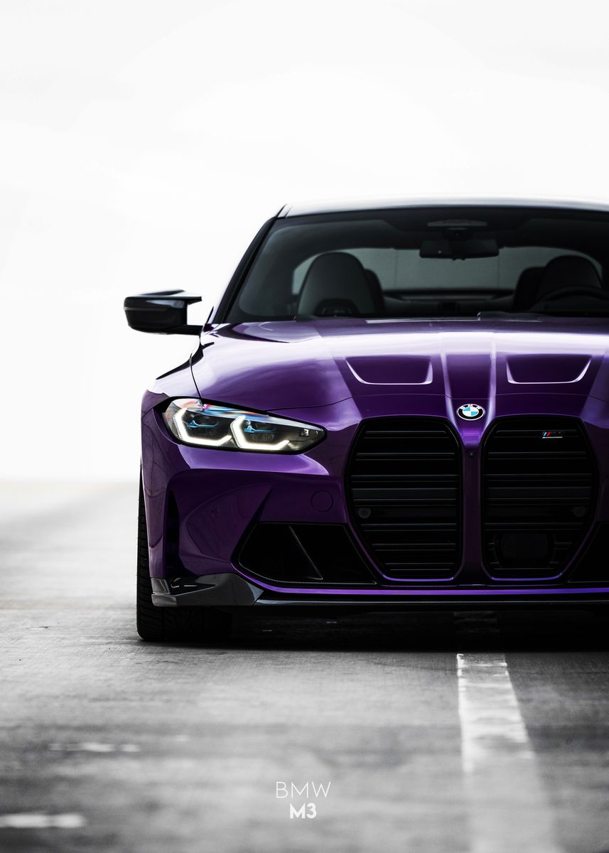 'Purple BMW M3' Poster, picture, metal print, paint by Mehdi | Displate
