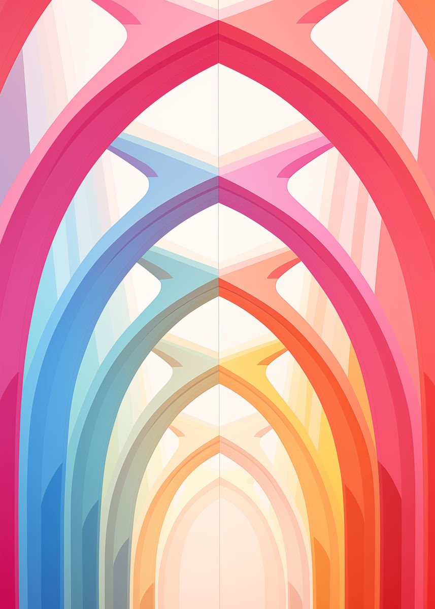 'Abstract Rainbow Arches' Poster, picture, metal print, paint by Roman ...