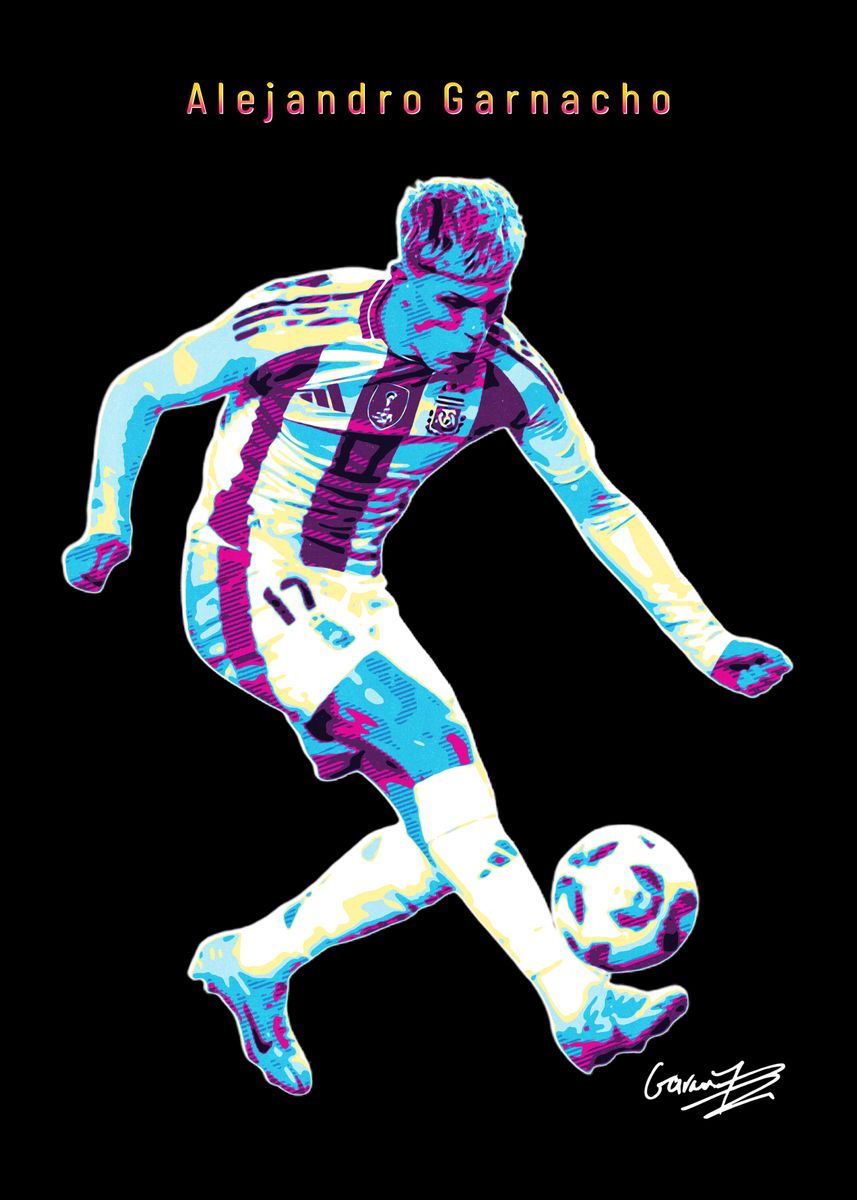 'Alejandro Garnacho Football Art' Poster, picture, metal print, paint ...