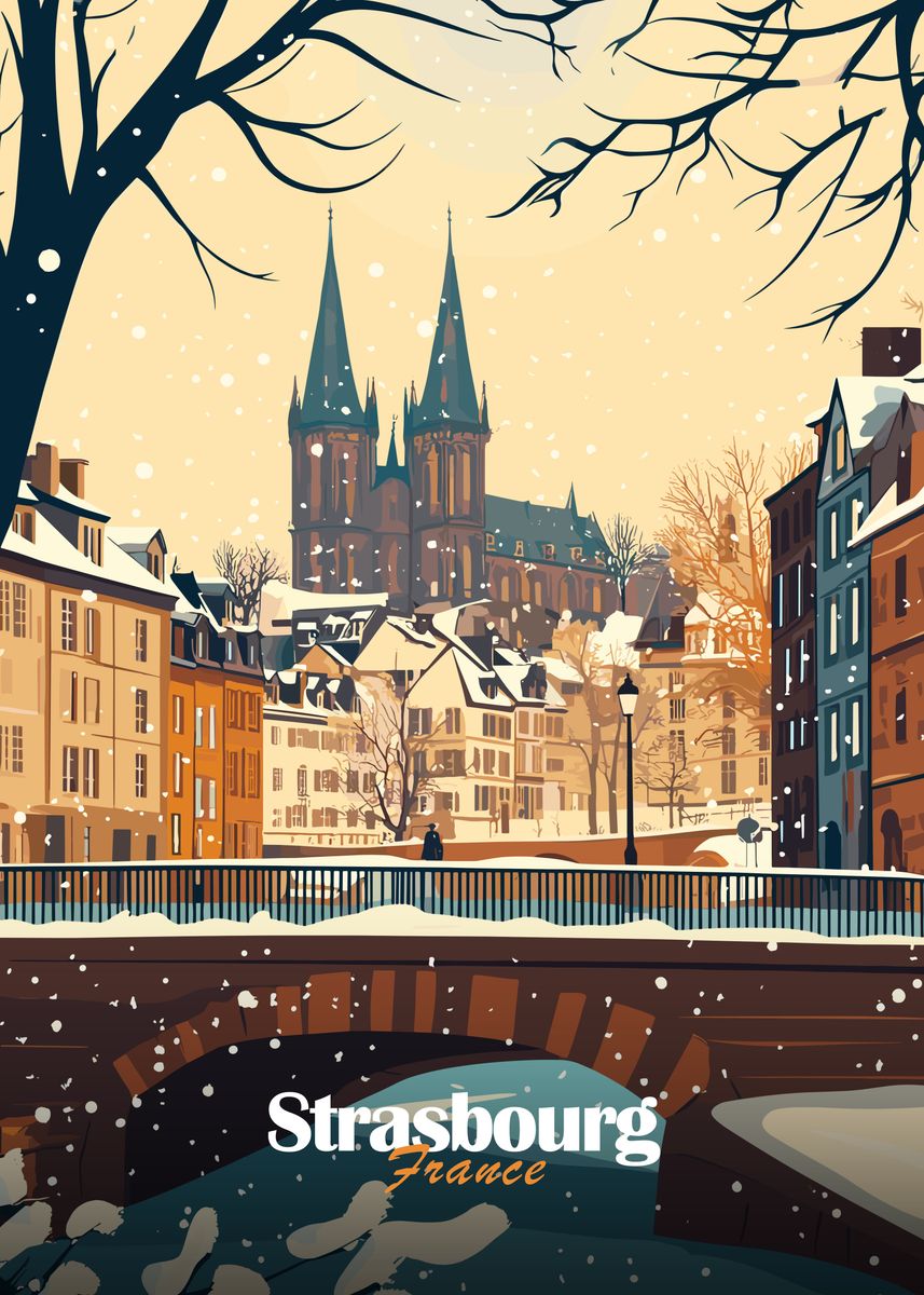 'Strasbourg Winter Scene' Poster, picture, metal print, paint by Logan ...