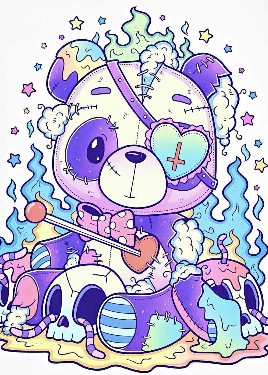 'Patchwork Panda' Poster, picture, metal print, paint by Parrish Zofia ...