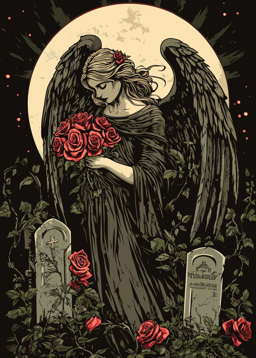 'Gothic Angel of Sorrow' Poster, picture, metal print, paint by ...