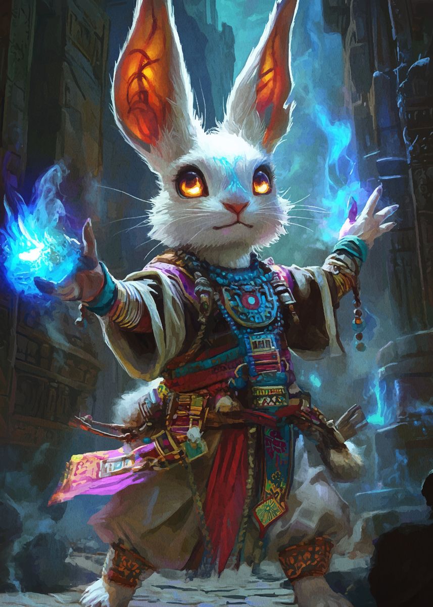 'White Rabbit Mage' Poster, picture, metal print, paint by Zarah Larson ...