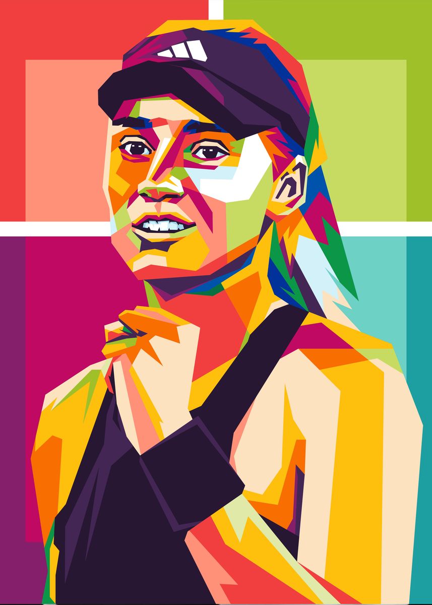 'Elena rybakina' Poster, picture, metal print, paint by Agus Kuncoro ...