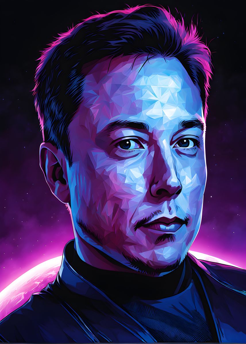 'Elon Musk Digital Portrait' Poster, picture, metal print, paint by Art ...