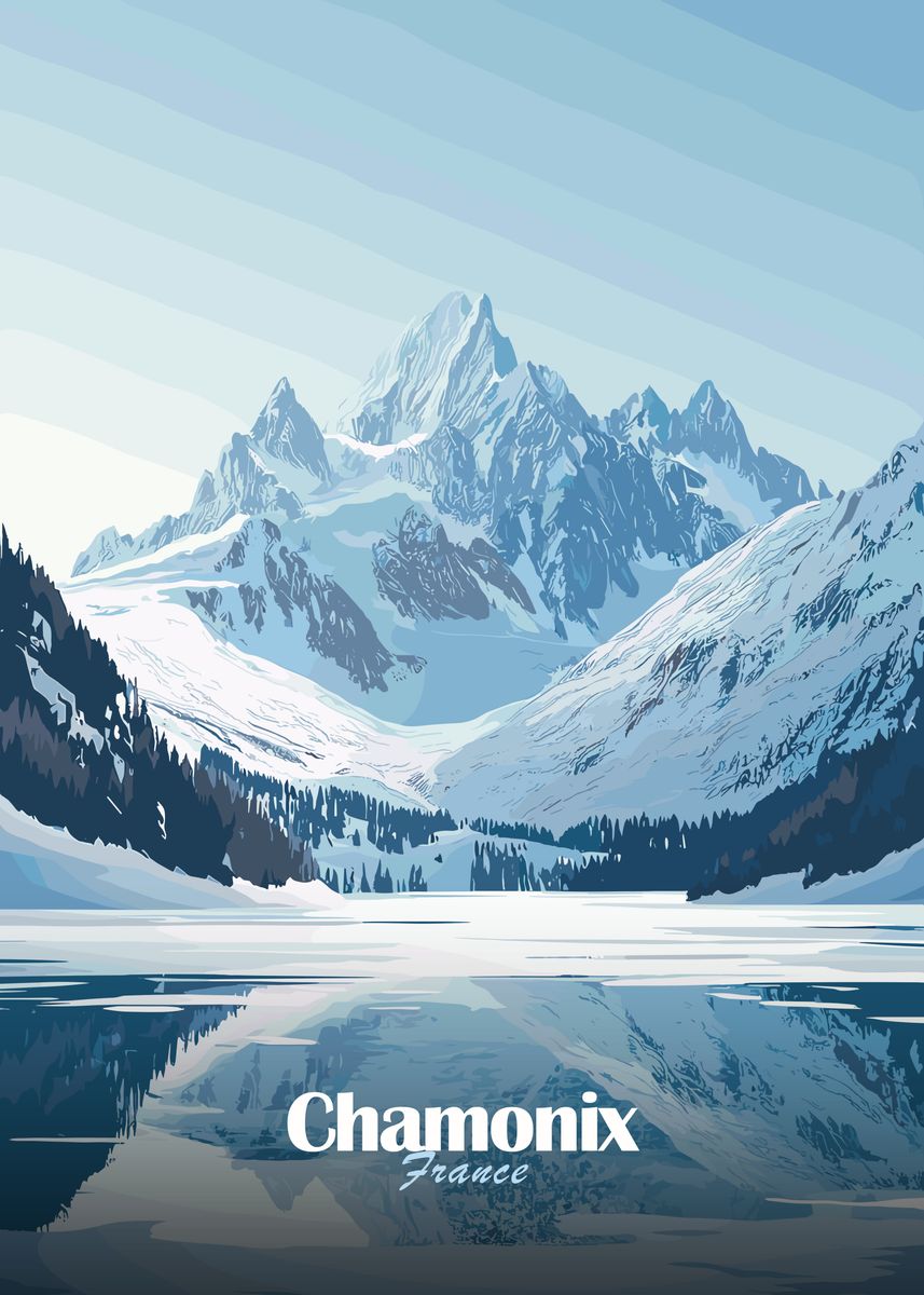 'Chamonix Mountain Landscape' Poster, picture, metal print, paint by ...