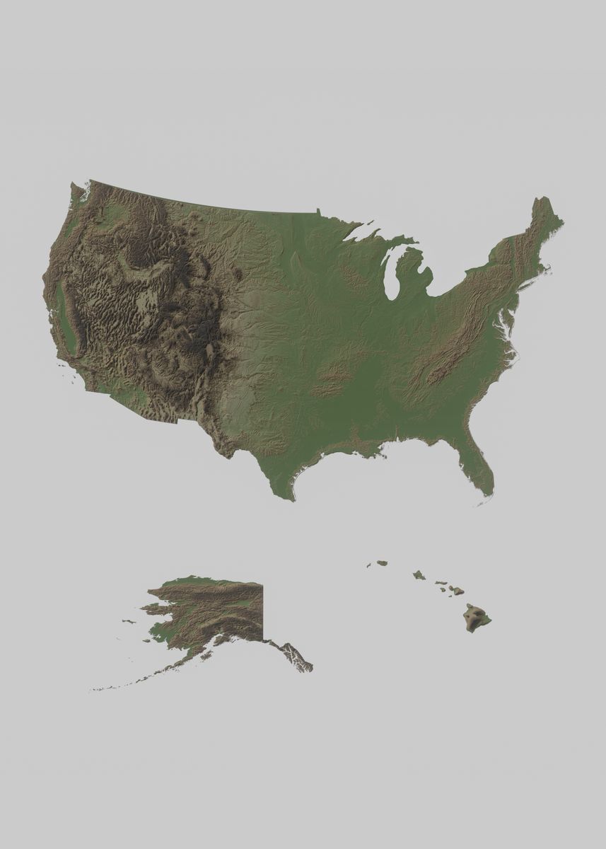'United States Topographic Map' Poster, picture, metal print, paint by ...