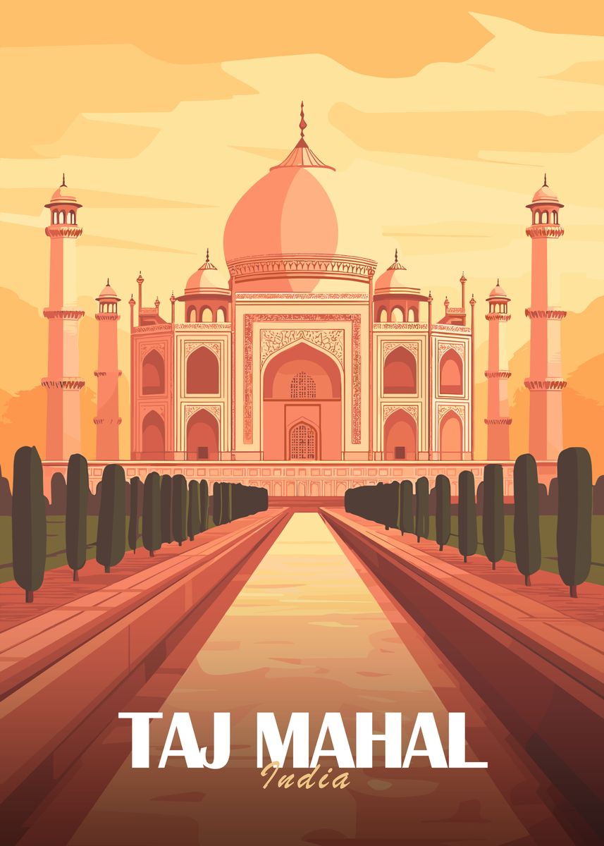 'Taj Mahal Illustration' Poster, picture, metal print, paint by Mason ...