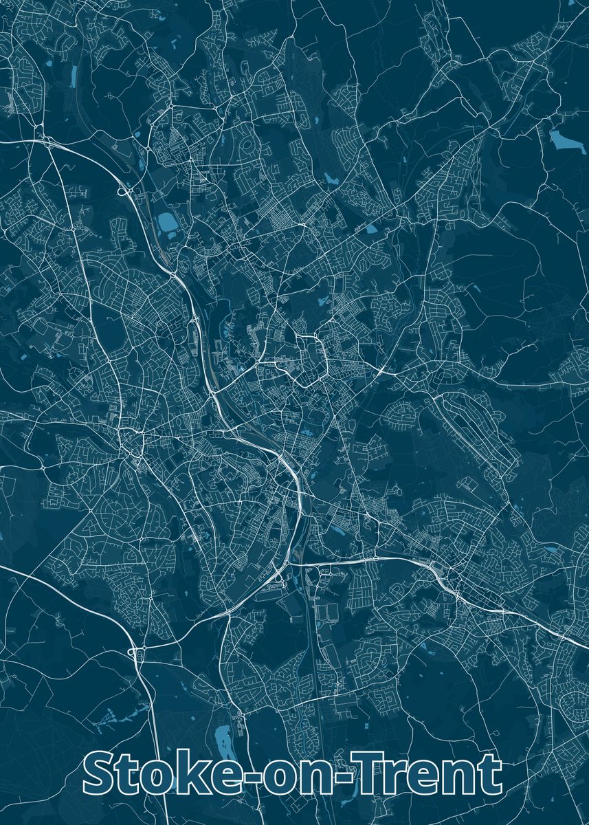 'Stoke-on-Trent City Map' Poster, picture, metal print, paint by Sam ...