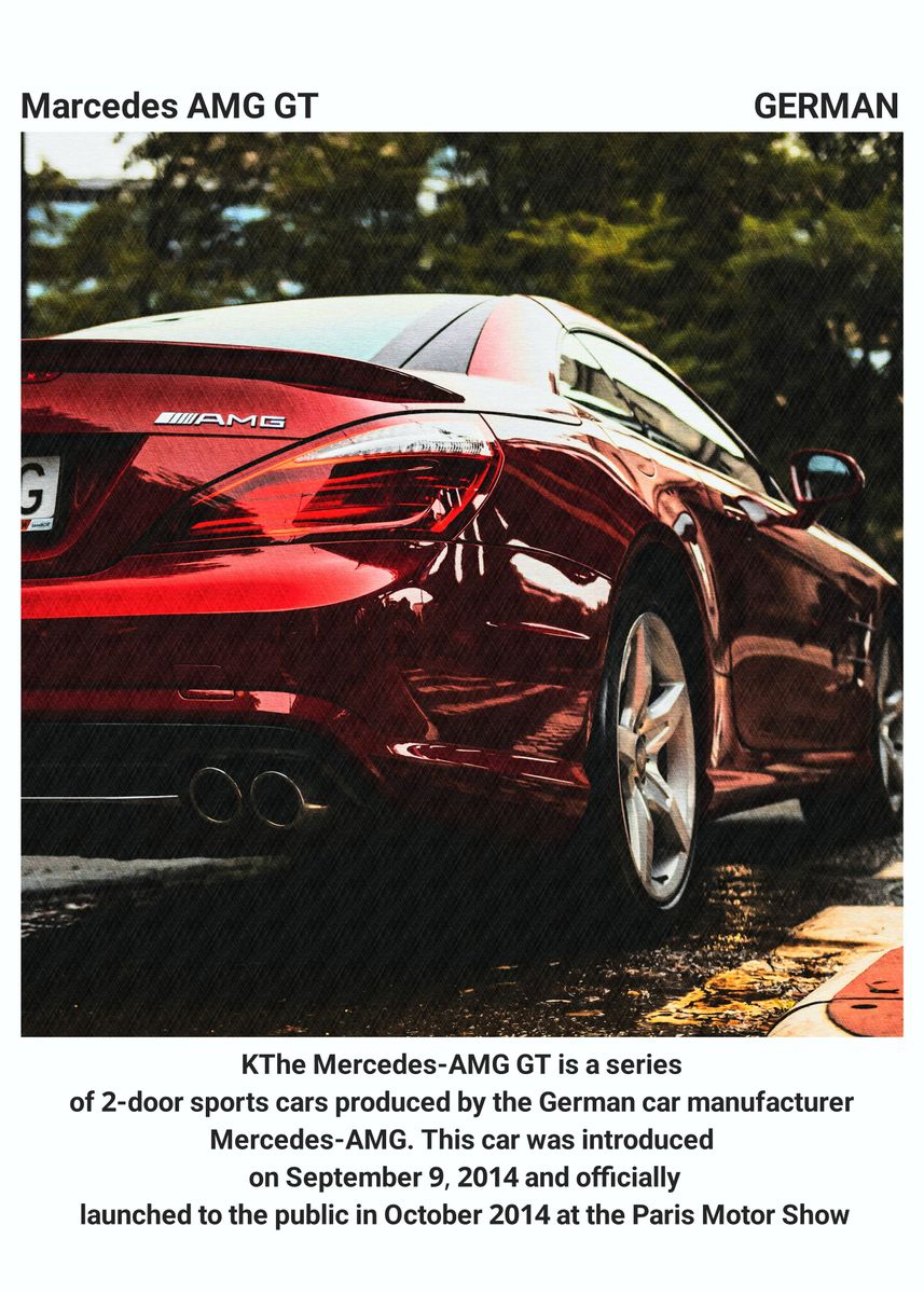 'Red Mercedes AMG GT' Poster, picture, metal print, paint by Brexmore ...
