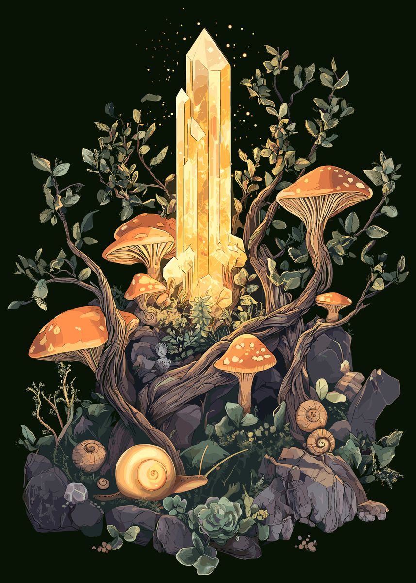 'Naturecore Crystal Forest' Poster, picture, metal print, paint by ...