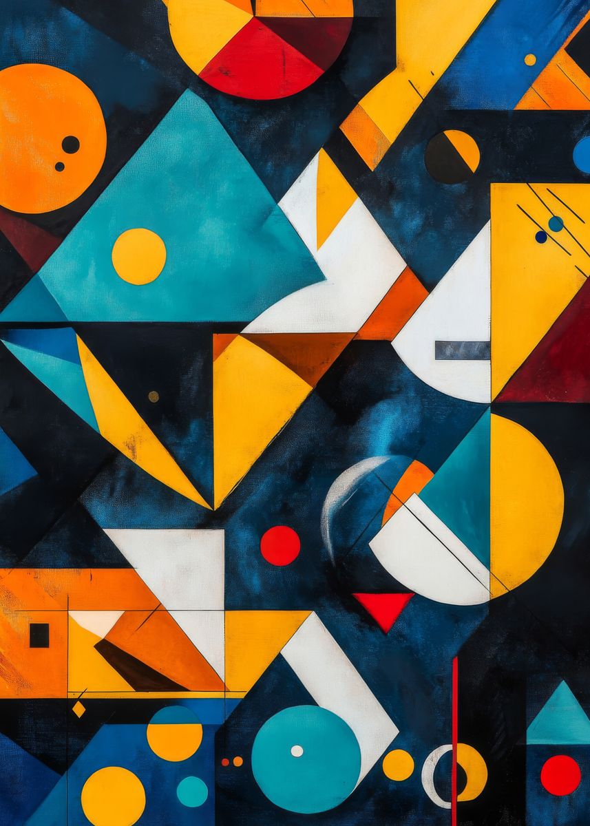 'Abstract Geometry in Blue and Yellow | Contemporary Decor Art ...