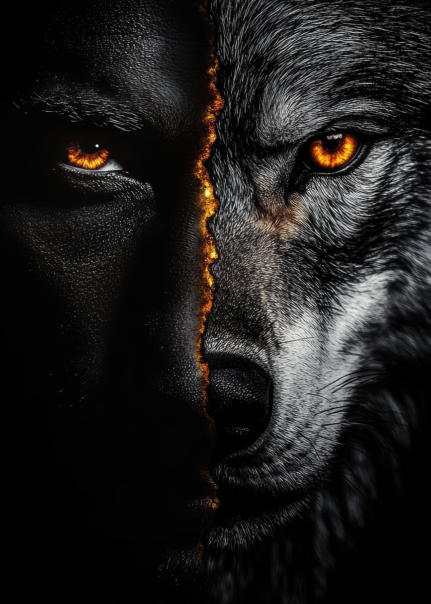 'Half Wolf Half Human' Poster, picture, metal print, paint by Senja ...
