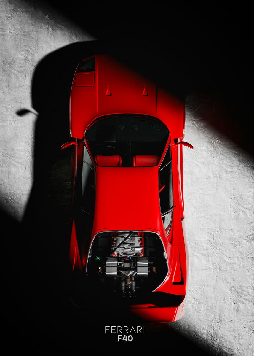 'Ferrari F40 Top View' Poster, picture, metal print, paint by Mehdi ...
