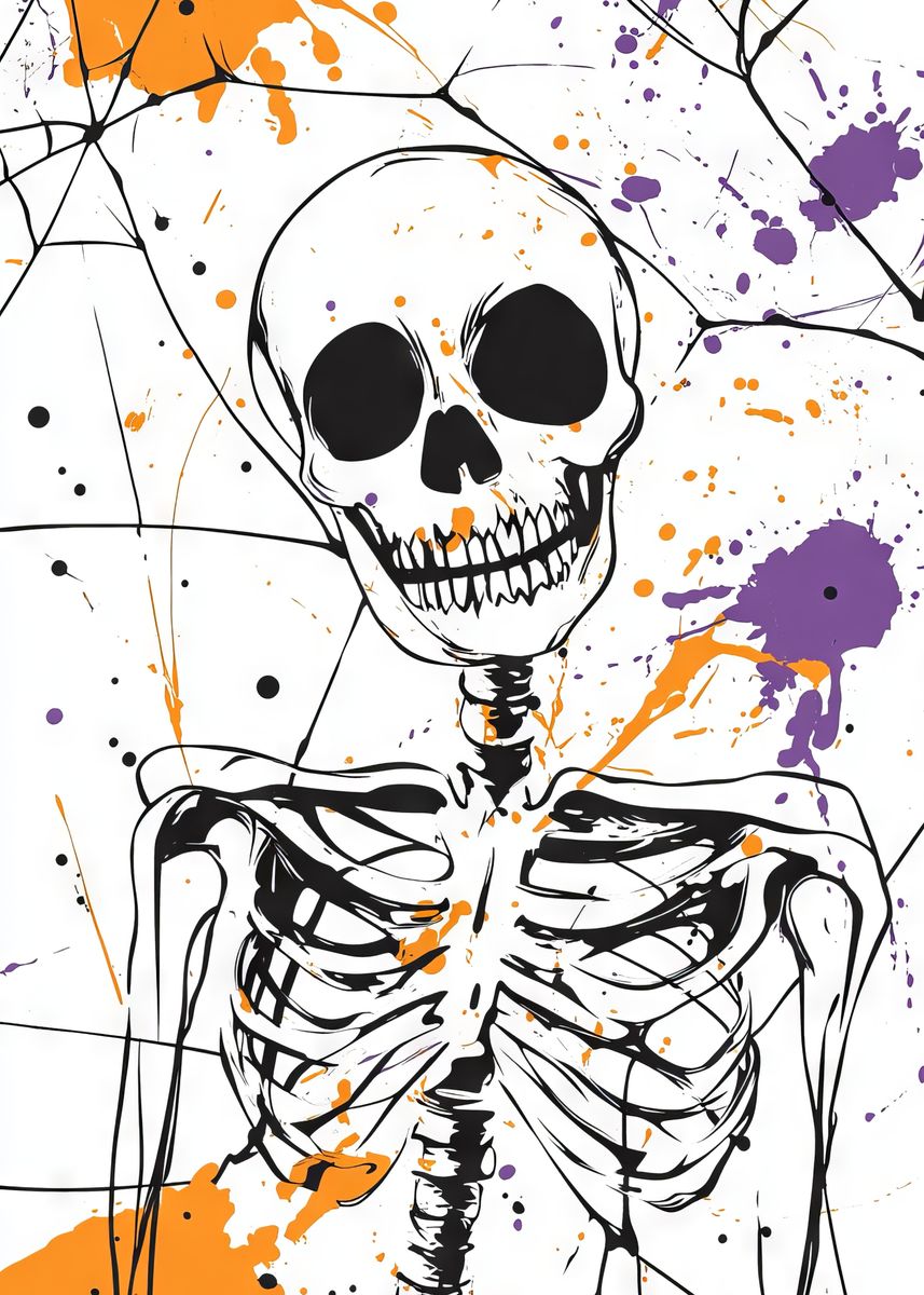 'Bold & Vibrant Skeleton Art - Pop of Color for Edgy Decor | Skeleton ...