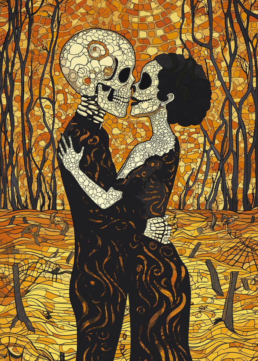 'Skeleton Embrace' Poster, picture, metal print, paint by Omar Kanan ...