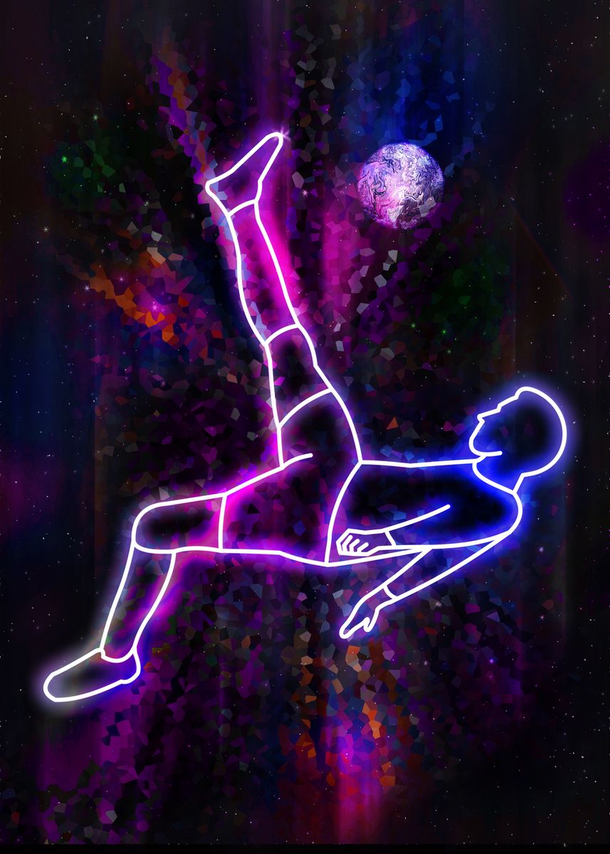 'Cosmic Soccer' Poster, picture, metal print, paint by Izmo Scribbles ...