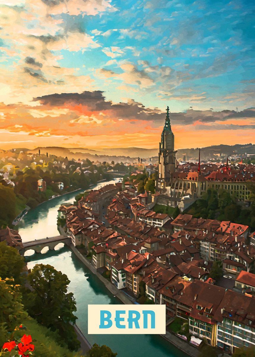 'Bern' Poster, picture, metal print, paint by Bo Kev | Displate