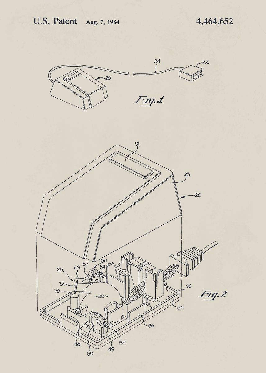 'Computer Mouse Patent Drawing' Poster, picture, metal print, paint by ...
