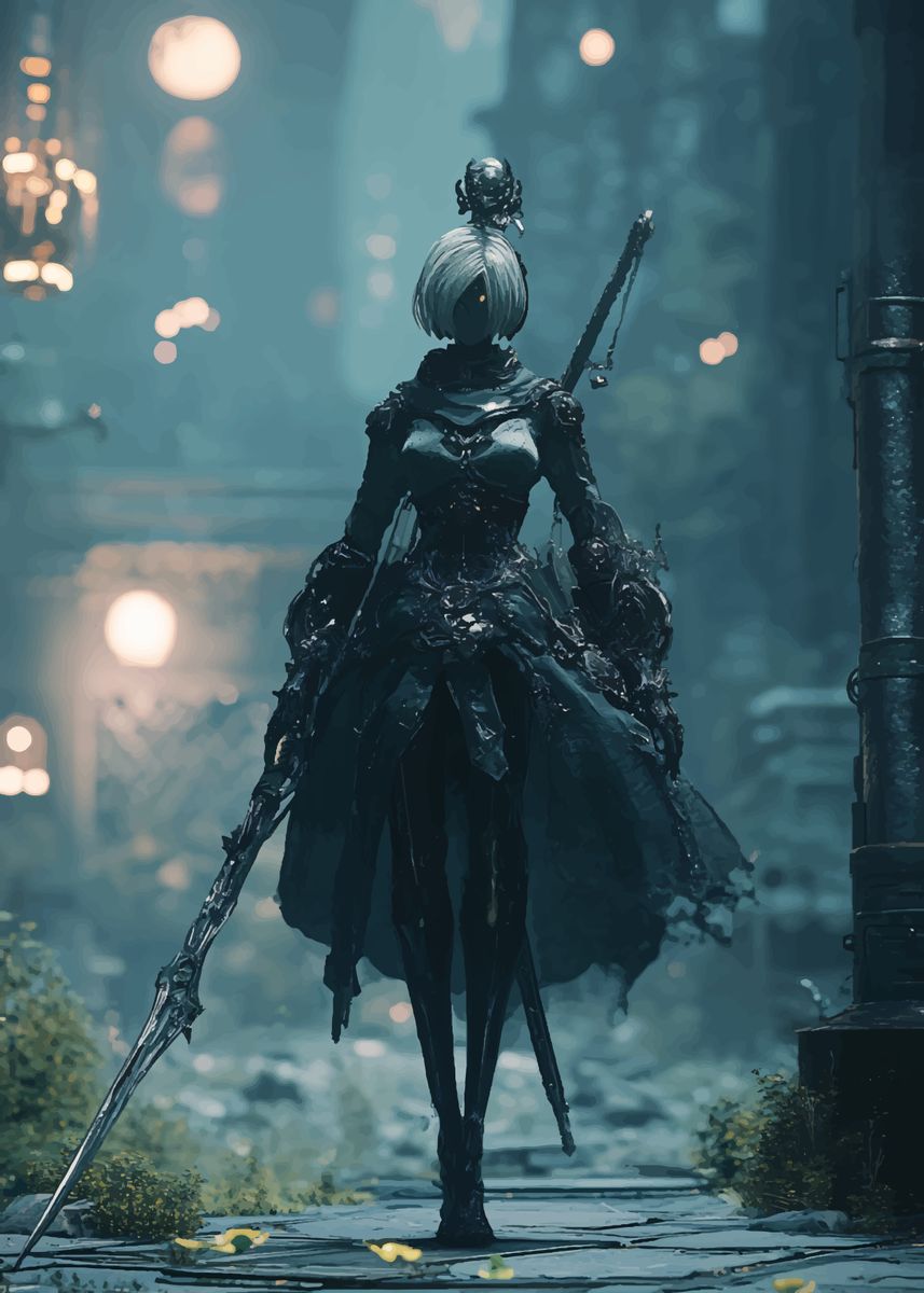 'nier automata 2B game' Poster, picture, metal print, paint by in here ...