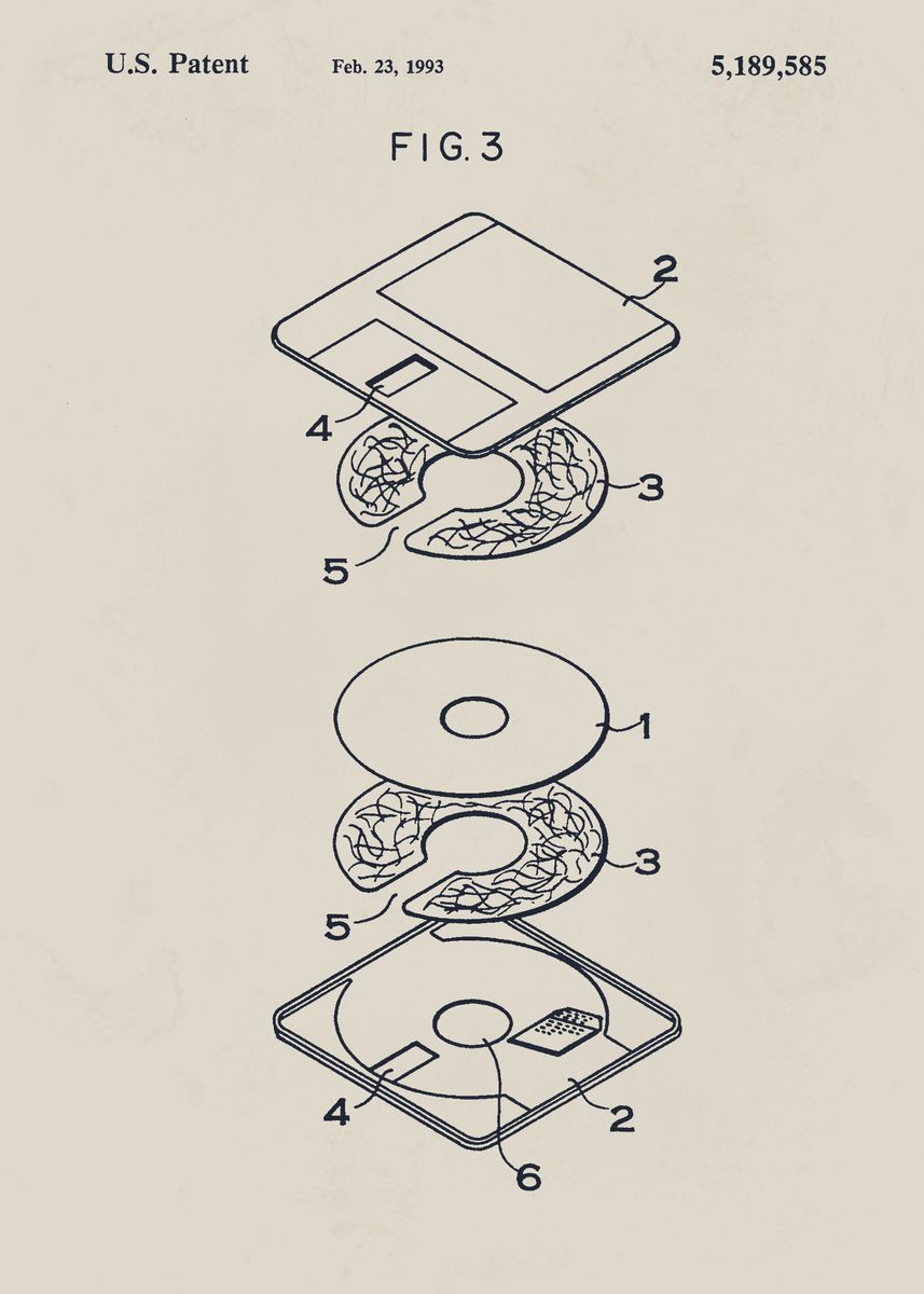 'Floppy Disk Patent Illustration' Poster, picture, metal print, paint ...