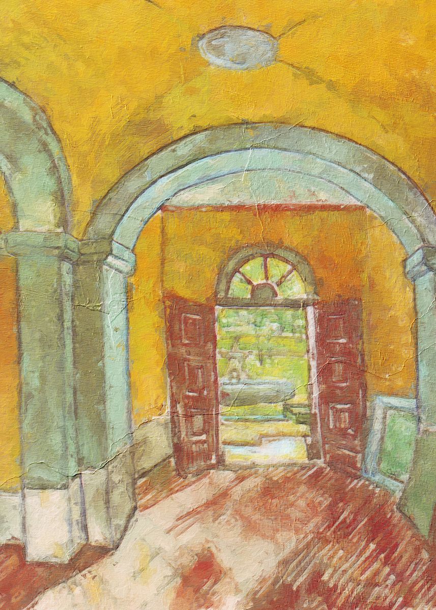 'Yellow Arched Hallway' Poster, picture, metal print, paint by cypher ...