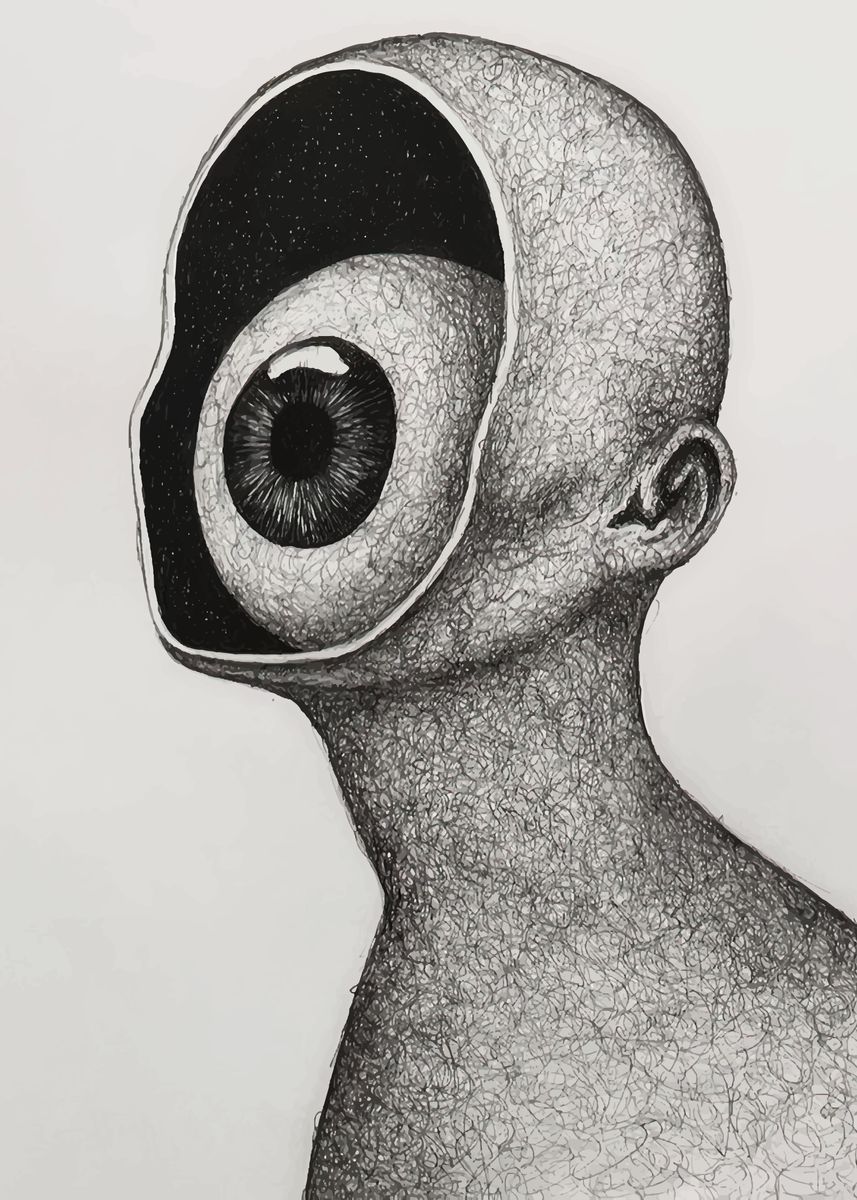 'Giant Eye Head' Poster, picture, metal print, paint by toyipp | Displate
