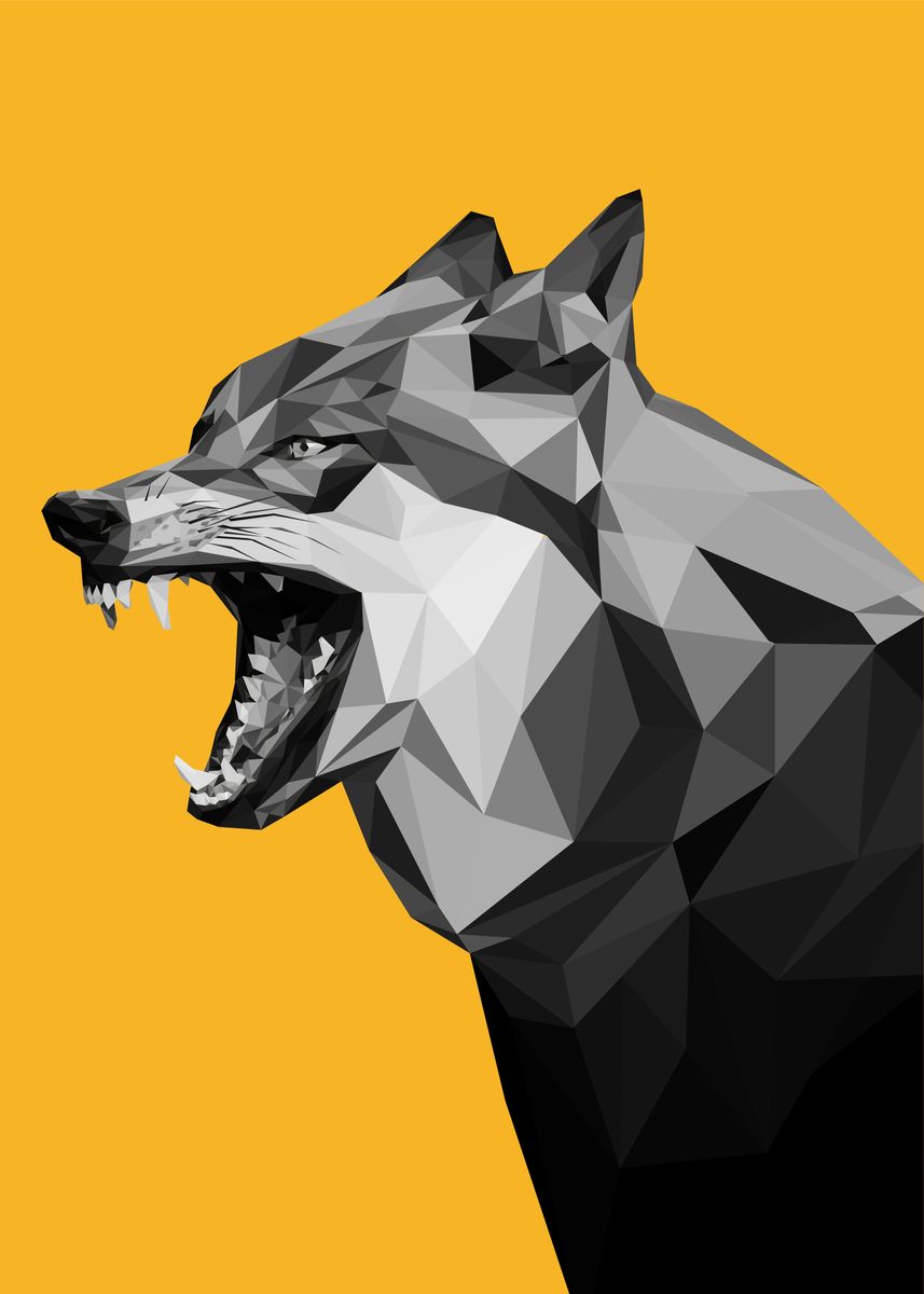 'Wolf Low Poly Art' Poster, picture, metal print, paint by Aesthetic ...